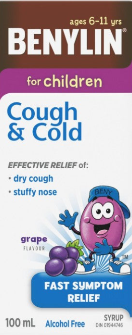 Benylin for Children Cough & Cold Syrup - Grape - 100ml - My Safe Care ...