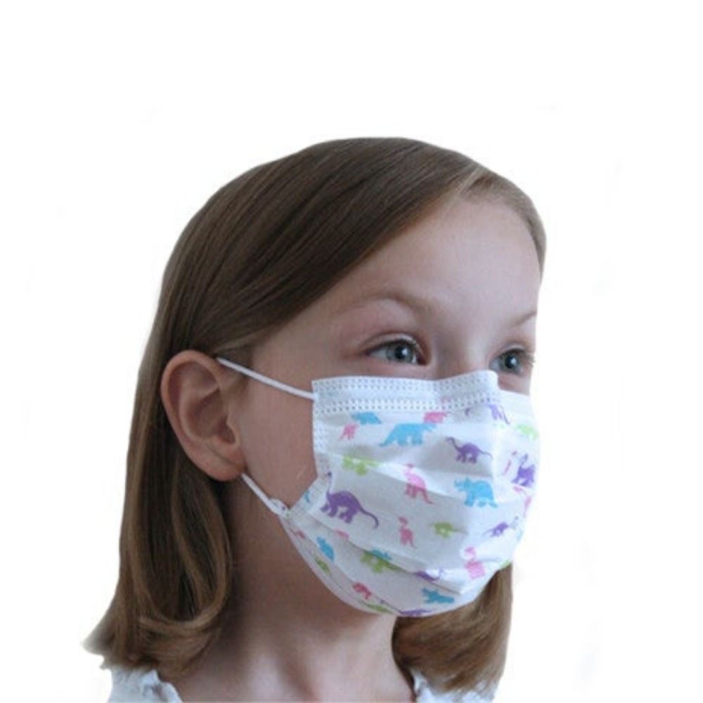 PRIMED® ASTM Level 1 Pediatric Masks, 2-5 years (Box of 50), Dinosaur ...