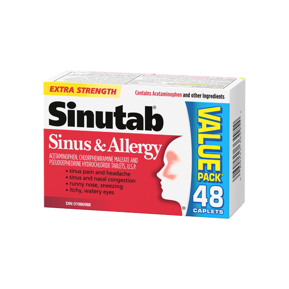 Sinutab Sinus & Allergy Extra Strength Caplets - 48's - My Safe Care ...